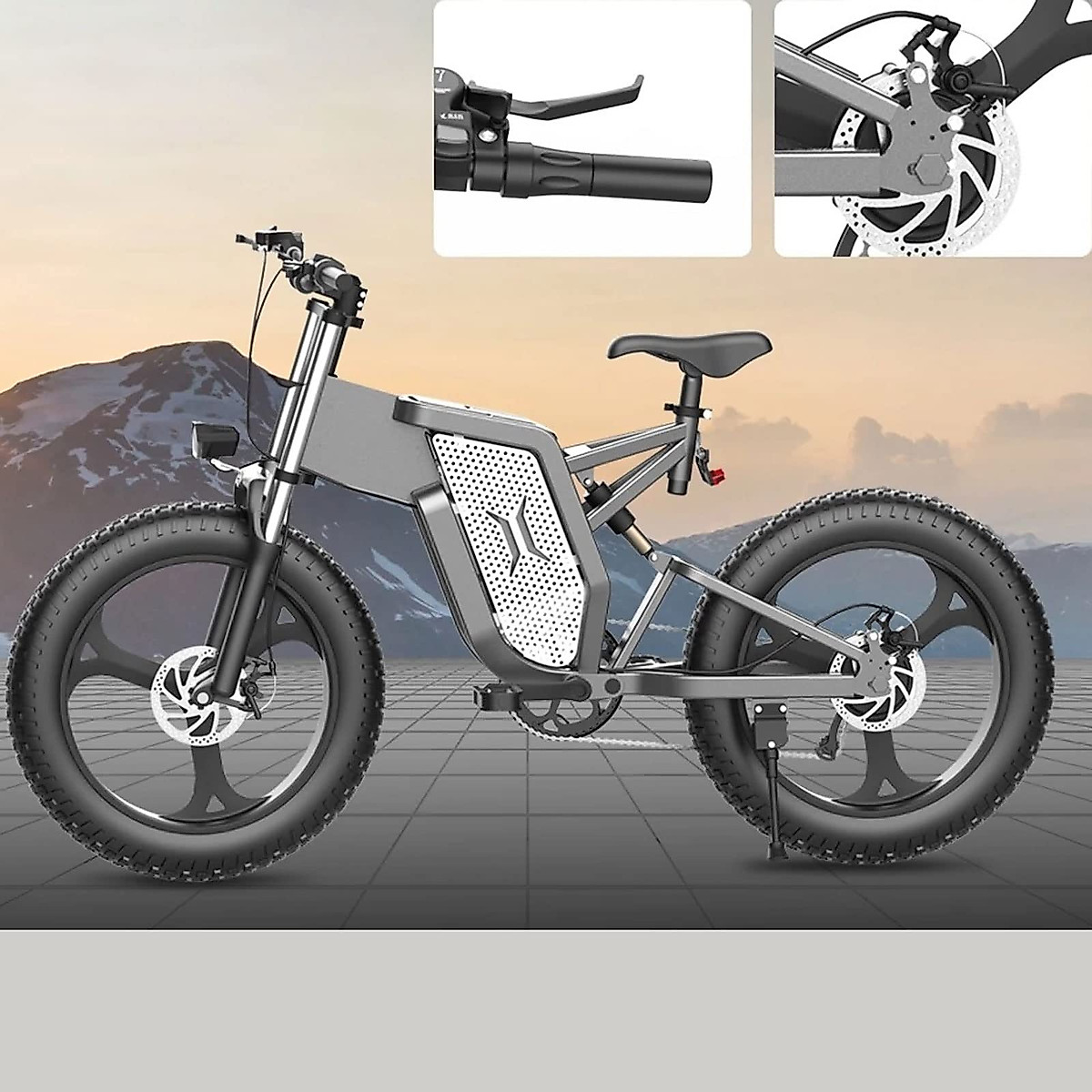 HESNDddzxc Electric Bicycle Electric Bike 20 Inch Thick Tires Mountain Electric Bicycle Super Level Snow EBike for Aldults Fat Tire