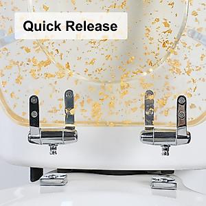 Resin Toilet Seat Elongated Soft Close Quick Release Heavy Duty Toilet Seats with Glitter Cover Acrylic Seats Gold Foil 19 Inch