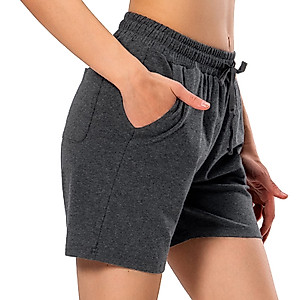 Ksmien Women's Knit Cotton Bermuda Shorts with Deep Pockets for Women Lounge Walking Running Athletic Charcoal