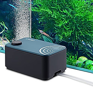 CHERLAM Aquarium Air Pump, Oxygen Pump with Adjustable Valve, Ultra Quiet Domestic Fish Pump, Double Outlets Fish Tank Air Pump Bubbles (8W)
