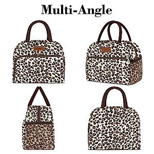 Lunch Bag Women, Insulated Lunch Box Tote Bag for Women Adult Men, Reusable Small Leakproof Cooler Cute Lunch Box Bags for Work Office Picnic School or Travel(Leopard)