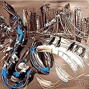 Modern Abstract Impressionist Art Deco - Oil Painting on Canvas- Signed with Certificate of Authenticity-size 20 X 24, Fine Arts, Stretched - Gallery Wrap - Ready to Display