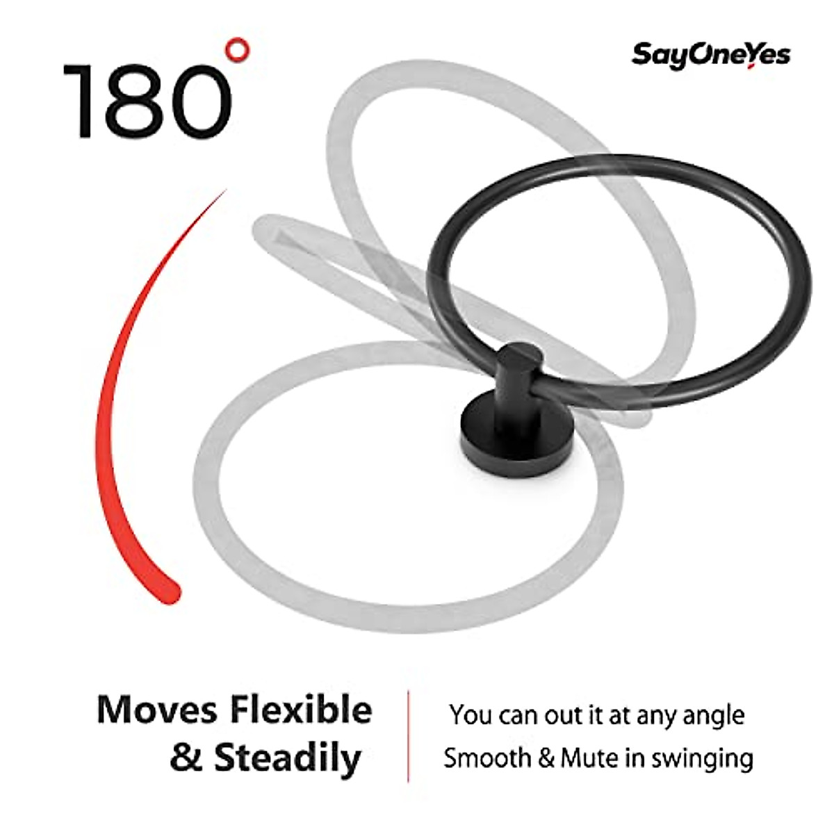 Sayoneyes Matte Black Towel Ring - Premium Quality SUS304 Stainless Steel Rust Proof Hand Towel Holder – Heavy Duty Round Towel Holder for Bathroom Wall Mounted