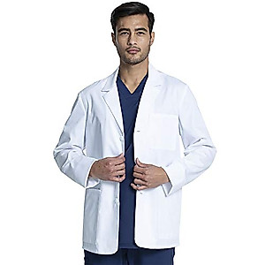 Cherokee Men Scrubs Lab Coat 30" Consultation CK401, L, White