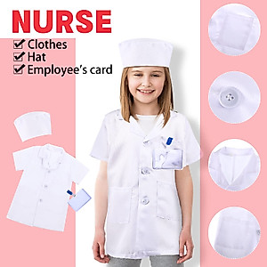 Vicenpal 4 Sets 12 Pcs Pretend Play Kids Costumes Set Christmas Gifts Role Play Costume Dress Costume for Kids Boys Girls (Fireman)