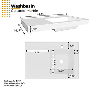COZIMAX Vanity Soul 24" Floating Bathroom Vanity and Cultured Marble Sink with Soft Close Door (Blue)