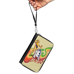 Buckle-Down PU Zip Around Wallet Rectangle Star Wars C3PO and R2D2 Wave Pose Tan Multi Color