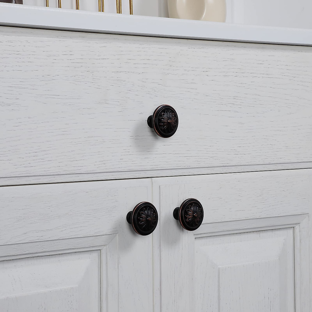 10 Pack - Oil Rubbed Bronze Cabinet Hardware: 1.4" Round Knobs for Cabinets & Drawers