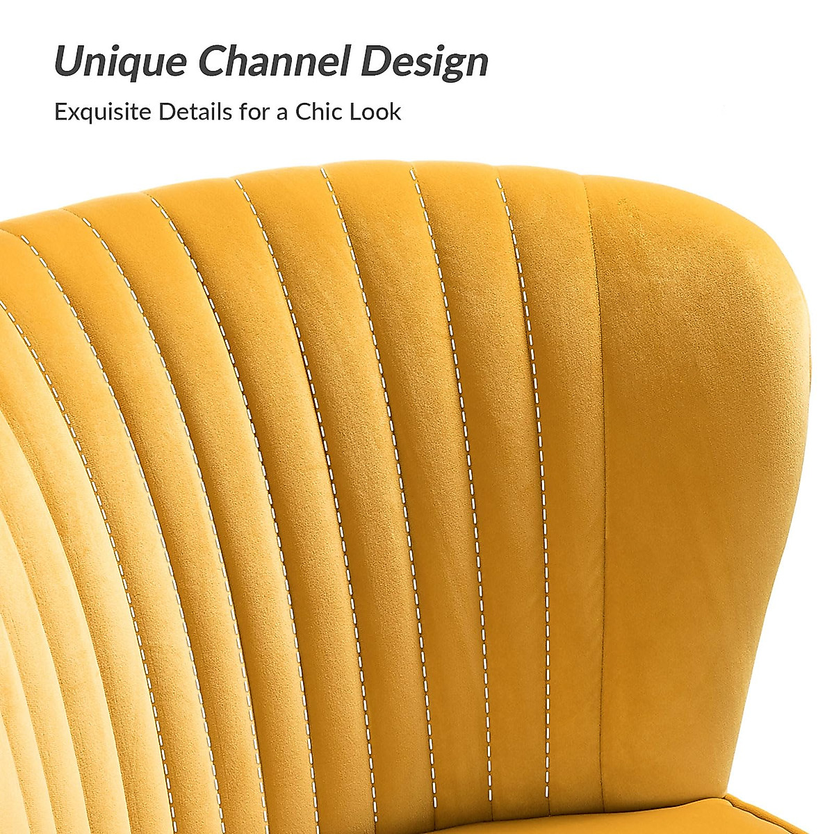 HULALA HOME Velvet Loveseat Sofa with Gold Legs, Mid-Century Modern Upholstered Love seat Couch, Tufted Small 2-Seat Sofa Armless for Living Room, Bedroom, Apartment Small Spaces, Mustard