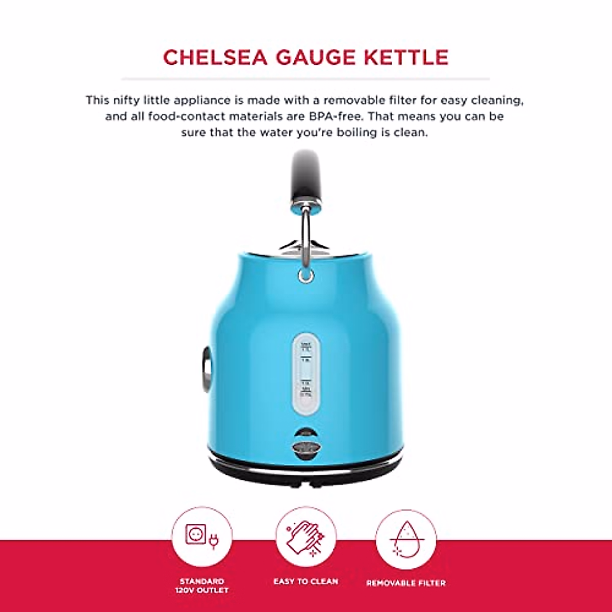 Homeart Chelsea Collection - Cordless Kettle With Temperature Gauge and 4-Slice Toaster with Adjustable Browning Control - Stainless Steel Retro Design, Turquoise