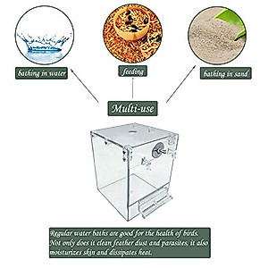 PINVNBY Acrylic Bird Bath Box,Parakeet No-Leakage Bathtub for Cage Hanging Tube Shower Box Cage Accessory with Water Injector & Balls Toys for Small Pet Birds Lovebirds Budgies Canary(6 Pcs)