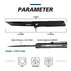 ohmonlyhoo Pocket Knife, 3.5 inch Folding Knife with G10 Handle and D2 Blade, Edc Knife with Nylon Sheath for men and Women