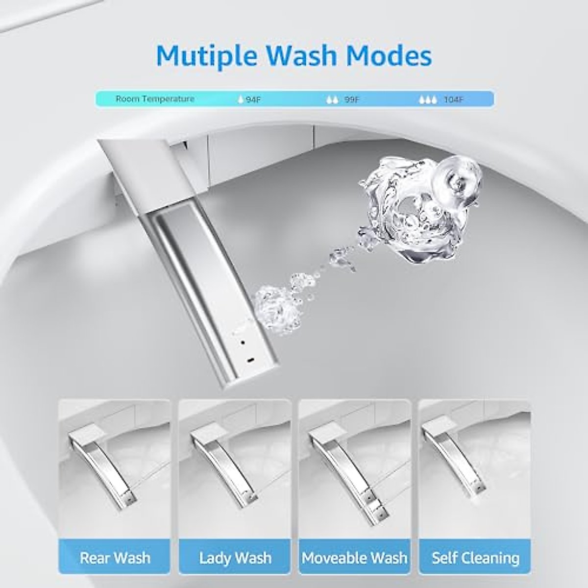 One Piece Elongated Smart Toilet Bidet with Auto Open & Close, Auto Flush, Foot Sensor Flush, LED Temperature Display, Heated Seat and Integrated Multi Function Remote Control