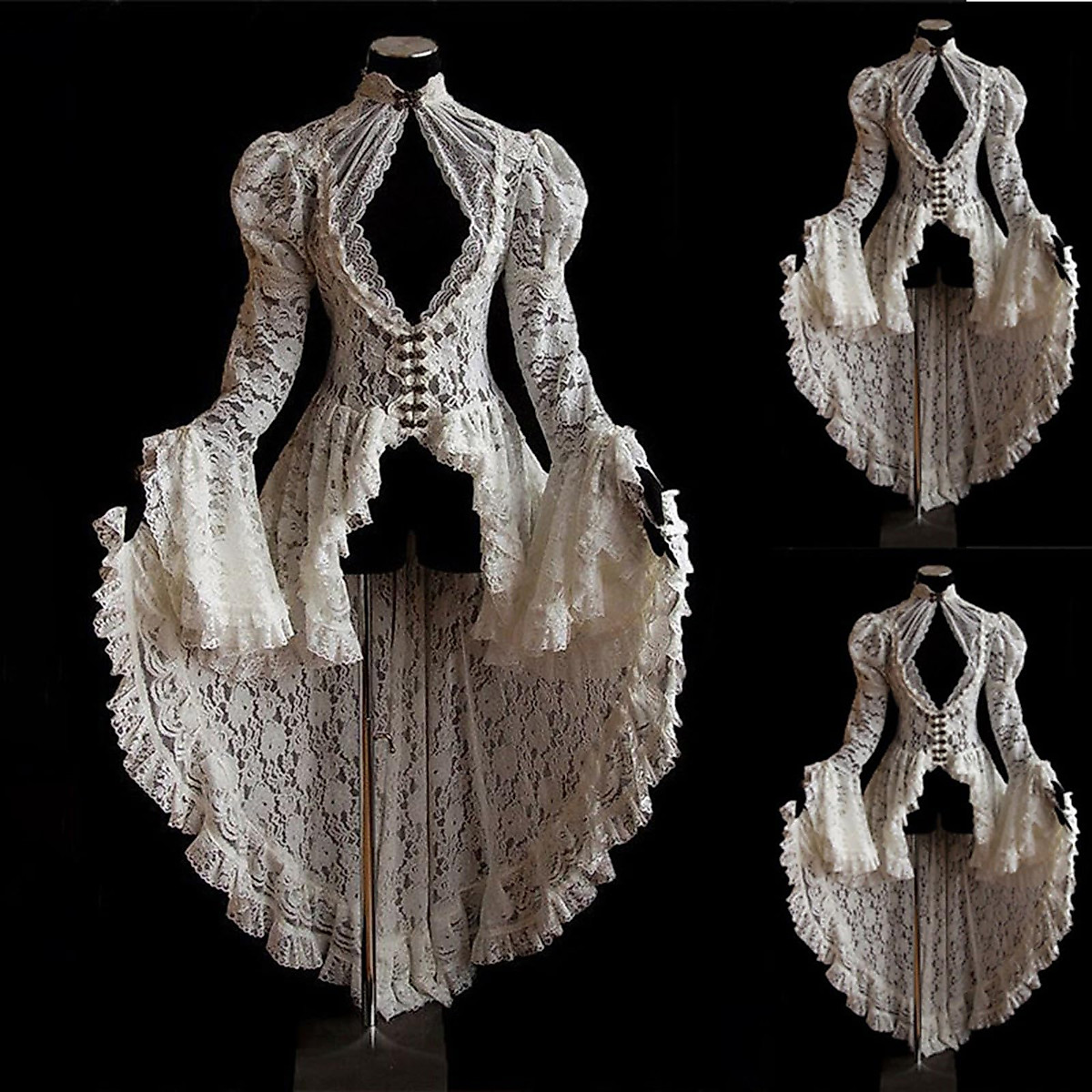 Track Orders Shipped Women Gothic Corset Dress Halloween Party Steampunk Dresses Corset Jacket Victorian Pirate Renaissance Frock Coat White