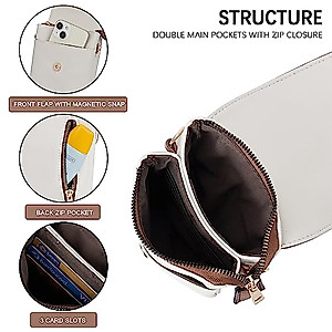 CLUCI Small Crossbody Bags for Women Leather Cell Phone Shoulder Purses Beige with Brown