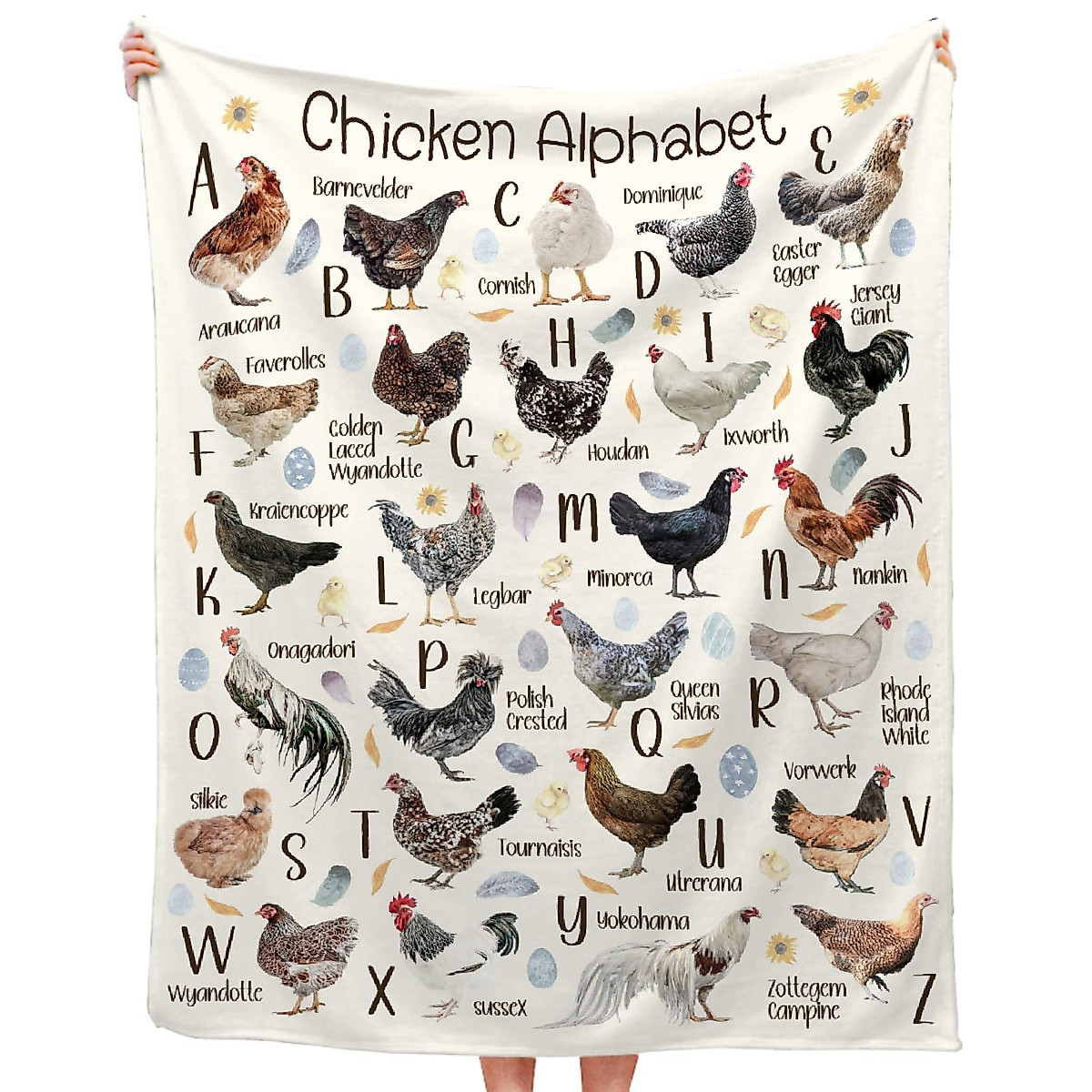 Chicken Alphabet Blanket Gifts Super Soft Lightweight Flannel Blankets Throw for Kids, Adult, Suitable for Couch, Sofa, Bed, Camping, Travel All Seasons 40"x50" for Kid