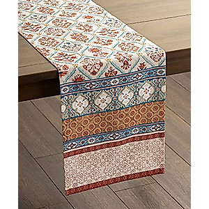 Maison d' Hermine Romane 100% Cotton Table Runner Farmhouse Tabletop Cover for Home Kitchen Dining Décor Cocktail Parties Family Dinners Wedding Thanksgiving/Christmas (Single Layer, 14.50"x108")