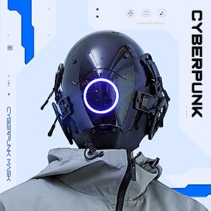 pafgaf Cyberpunk Mask Helmet for Men & Women, Technological Masks, Suitable for Parties, Music Festivals, and Halloween Costumes Cosplay, Featuring LED Lights of the Future Helmets