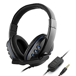 QUZHI 3.5mm Wired Gaming Headphones Over Ear Game Headset Noise Canceling Earphone with Microphone Volume Control for PC Laptop Smart Phone