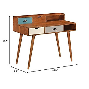 ULUYYUC Writing Desk,Computer Desks Home Office Desk Sit-Stand Desks with Drawers Suitable for Home, Office, Bedroom, Conference Room, etc 43.3"x19.6"x35.4" Solid Acacia Wood
