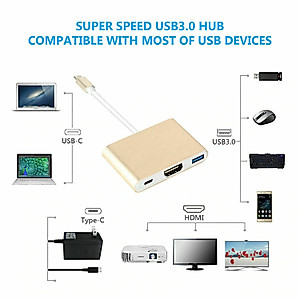 Type C USB 3.1 USB-C 4K HDMI USB 3.0 Adapter Cable 3 in 1 Hub