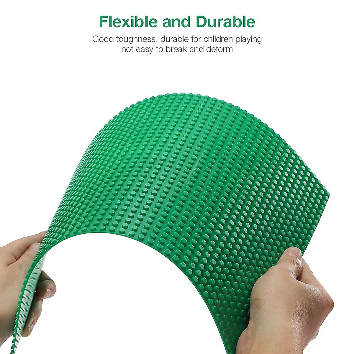 Lekebaby Classic Baseplates 10 x 15 in for Building Bricks 100% Compatible with All Major Brands-Baseplate, Playing and Displaying Creations, Building Base Accessory for Kids and Adults 2 Pack（Green）