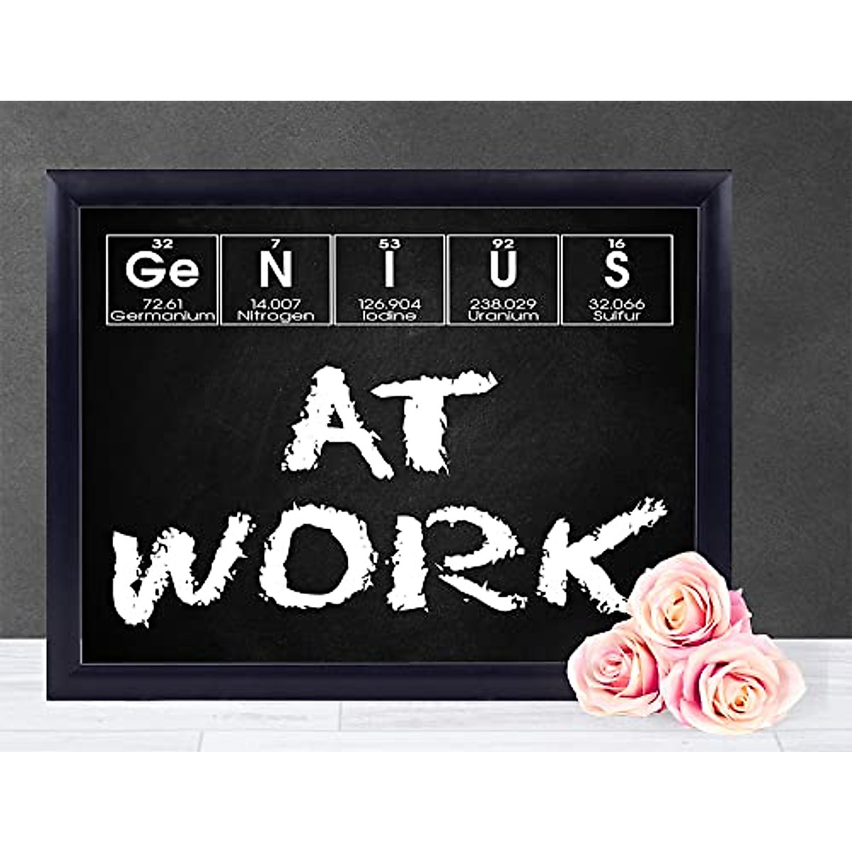 Genius At Work Periodic Table of Elements Print, 14"x11" Unframed Funny Science Poster, Chemistry Art Ideal for Science Lab, Teen Bedroom, Dorm Room or Home Decor