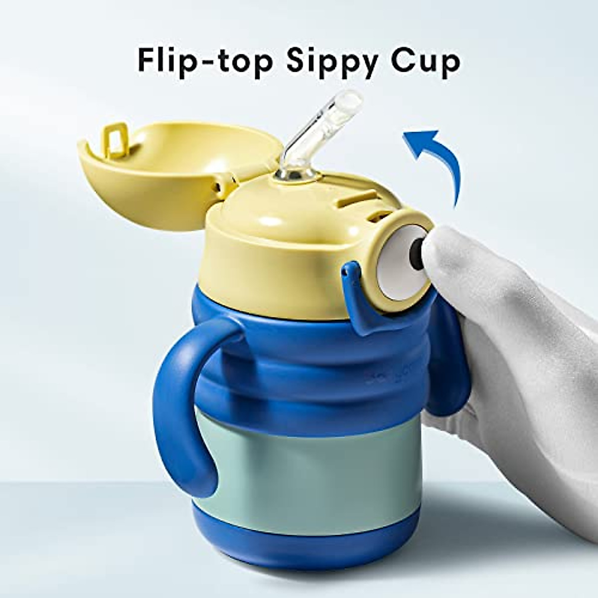 bc babycare Kids Water Bottle, Stainless Steel Baby Sippy Cup with Straw, 9.8oz Kids Insulated Bottles for 1 Year Old, Cute Cartoon Leakproof Insulated Bottles Keep Water Cold 12 h+With Handles