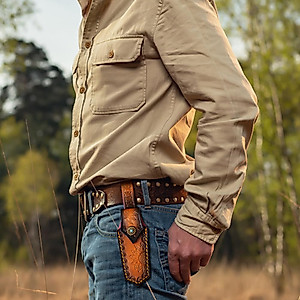 Pocket Knife Sheath for 5.7" Knives, Leather Folding Knife Pouch Belt Knife Holder with Snap for Knives (Knife not Included)