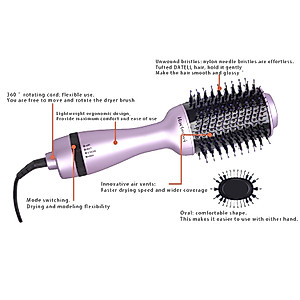 Hair Dryer Brush,Hot Air Brush, Blow Dryer bruch,One Step Hair Dryer and Volumizer with Salon Negative Ionic for Straightening, Professional Brush Hair Dryers for Men and Women (Purple