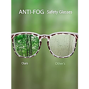 Feaglo Safety Glasses, Anti Fog Safety Goggles for Women Men, Blue Light Blocking with Clear Lens, 4Pack Stylish Eye Protection Glasses with side Shield