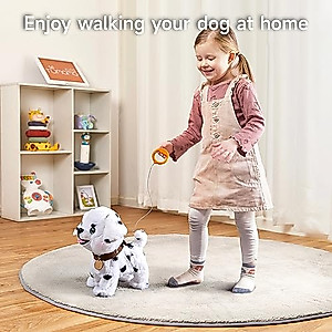 OR OR TU Walking Barking Toy Dog with Remote Control Leash, Plush Puppy Electronic Interactive Toys for Kids, Shake Tail,Pretend Dress Up Realistic Stuffed Animal Dog Age 3 4 5+ Years Old Best Gift