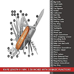 Swiss Eagle Classic Multi-Tool Army Knife - Packs 30 Tools In Your Pocket