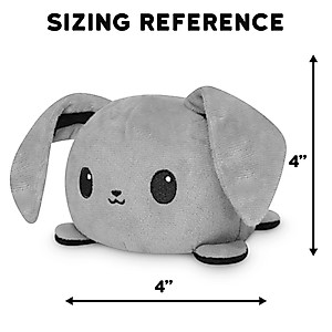 TeeTurtle - The Original Reversible Bunny Plushie - White + Gray - Cute Sensory Fidget Stuffed Animals That Show Your Mood