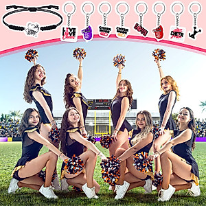 Sureio 48 Pcs Cheerleader Gifts Kit Cheer Stuff Bulk for Team, 24 Pcs Keychain and 24 Pcs Cheer Charms Bracelets Cheerleading Accessories Party Favors for Women Girls Teammates