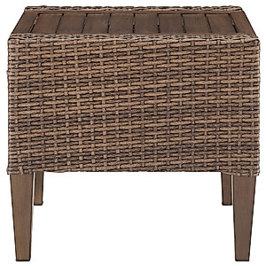 Crosley Furniture Capella All Weather Rattan Wicker Outdoor Side Table for Patio, Deck, Porch, Brown