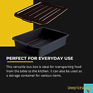 6 Pack 20" x 15" x 5" Black Polyethylene Plastic Restaurant Dishwasher Tub Bus Tub, Bus Box, Storage Bins, Storage Box W/Lid