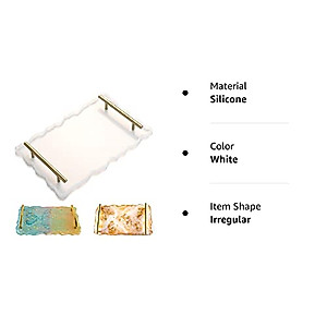 Silicone Resin Tray Mold,Large Irregular Tray Mold Epoxy Resin Mold with 2 Metal Handles Easy Demold Silicon Coaster molds for Making Faux Agate Tray,Serving Board,Fruit Tray,etc,L