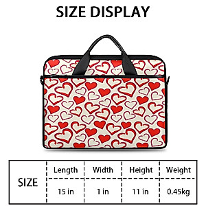 Heart Shape Laptop Computer Bag Waterproof Shoulder Messenger Bag 13-15 inch Durable Laptop Tote Bag with Shoulder Strap Handle Lightweight Crossbody Briefcase