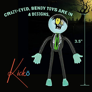 Kicko Bendable Zombies - Pack of 12 Assorted Mini Stretchy Monster Action Figures for Kids and Adults - Perfect for Scary Toys, Zombie Decorations, Zombie Birthday Party Supplies