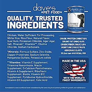 Dave's Pet Food Chicken and Rice Delicate Canned Dog Food, Restricted Bland Diet Wet Dog Food for Sensitive Stomachs, 13.2oz Cans, (Pack of 12) , Made in the USA