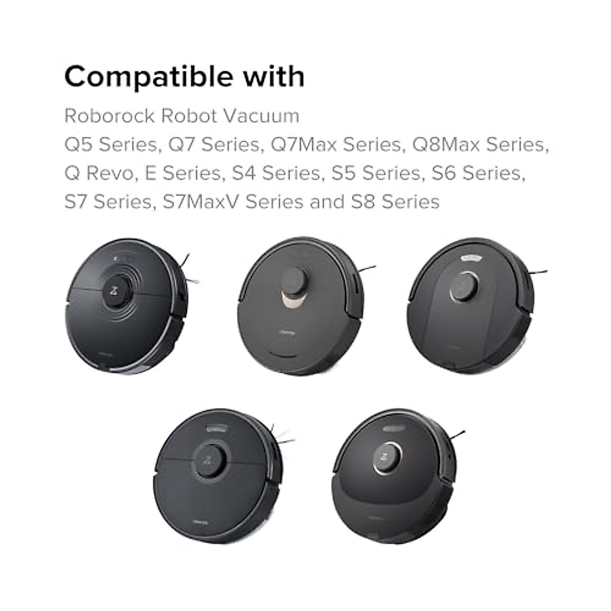 Roborock Side Brushes (2 Pieces) for Q5, Q7, Q7Max, Q8Max, Qrevo, E Series, S4, S5, S6, S7, S7MaxV, S8 Series Robot Vacuum, Black