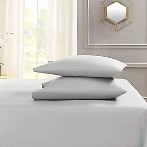Empyrean Full Size Sheets - 4 PC Super Soft Bed Sheets Full Size - Double Brushed Microfiber Full Size Bed Sheets - Hotel Luxury Silver Light Gray Full Size Sheet Sets, with 4 Corner Elastic Straps