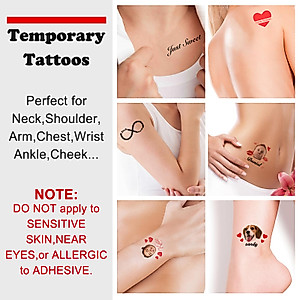 Custom Temporary Tattoo for Adults Women Men with Photo Personalized Fake Face Tattoos Name Text Logo Customized Tattoo Gift Birthday Wedding Xmas Bachelorette Party Graduation Decor