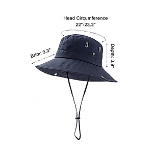Muryobao Men Sun Hat Summer Wide Brim UPF 50+ UV Protection Bucket Cap Waterproof Foldable Boonie Hats for Safari Fishing Hiking Navy Blue