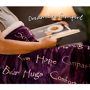 Chanasya Premium Sympathy Warm Hugs Gift Throw Blanket - for Positive Energy Love Support Comfort - Breast Cancer Chemo Get Well Purple Gift Blanket - Women Mom Grandma (60x70 Inch) Aubergine