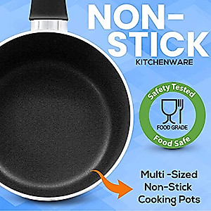 SereneLife Kitchenware Pots & Pans Basic Kitchen Cookware, Black Non-Stick Coating Inside, Heat Resistant Lacquer (11-Piece Set), One Size, Black