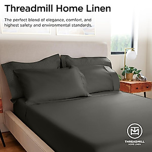 Threadmill Luxury 800 Thread Count California King 100% Cotton Sheets - Dark Grey Sateen Weave Bed-Sheets, Better Than Egyptian Cotton,4 Pc Solid Bedding Set, Fits 16" Deep Pocket
