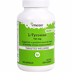 Vitacost L-Tyrosine - 750 mg - 180 Capsules