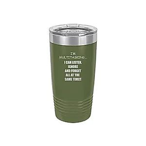 Rogue River Tactical Funny Sarcastic Office Work 20 Oz. Travel Tumbler Mug Cup w/Lid Vacuum Insulated Hot or Cold Multitasking (Green)